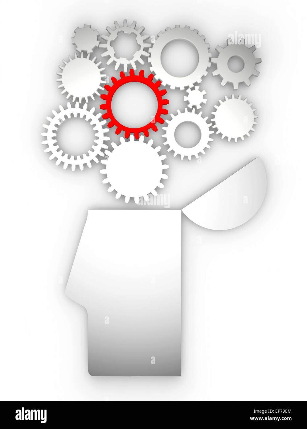 Cogs in the shape of human brain coming from trash in head form ...