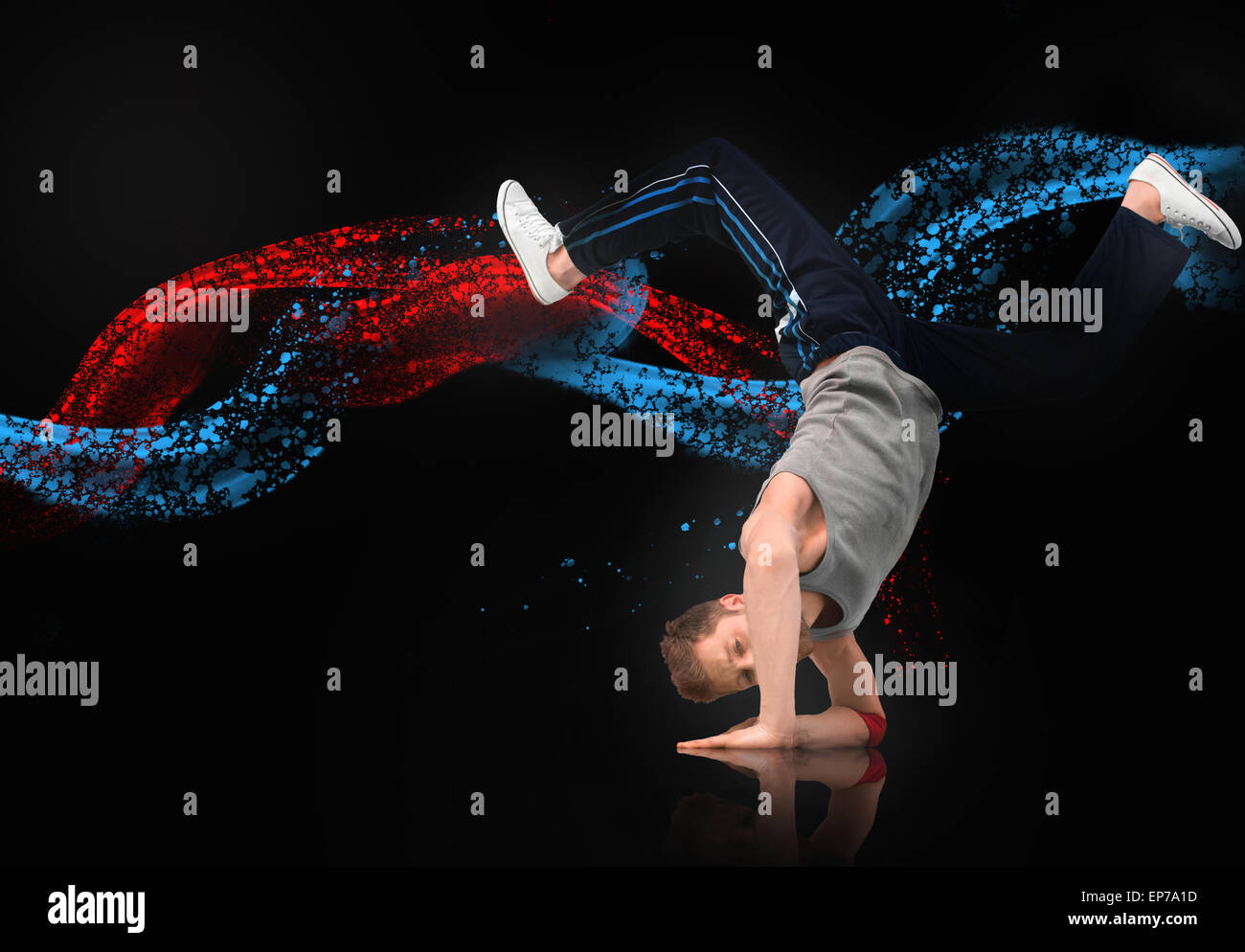 Skilled male dancer balancing on his forearms Stock Photo - Alamy