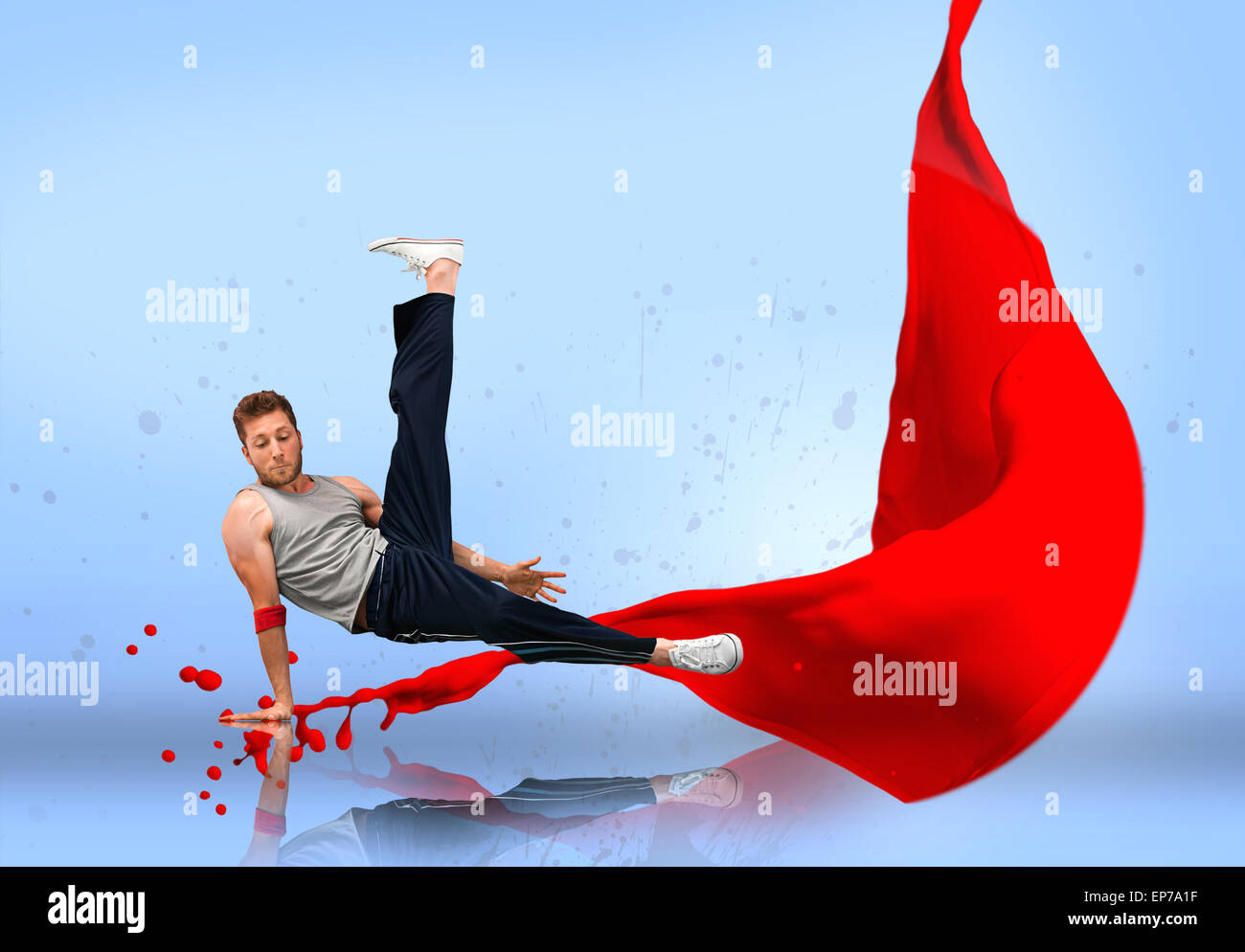 Break dancer skillfully balancing on one hand Stock Photo - Alamy