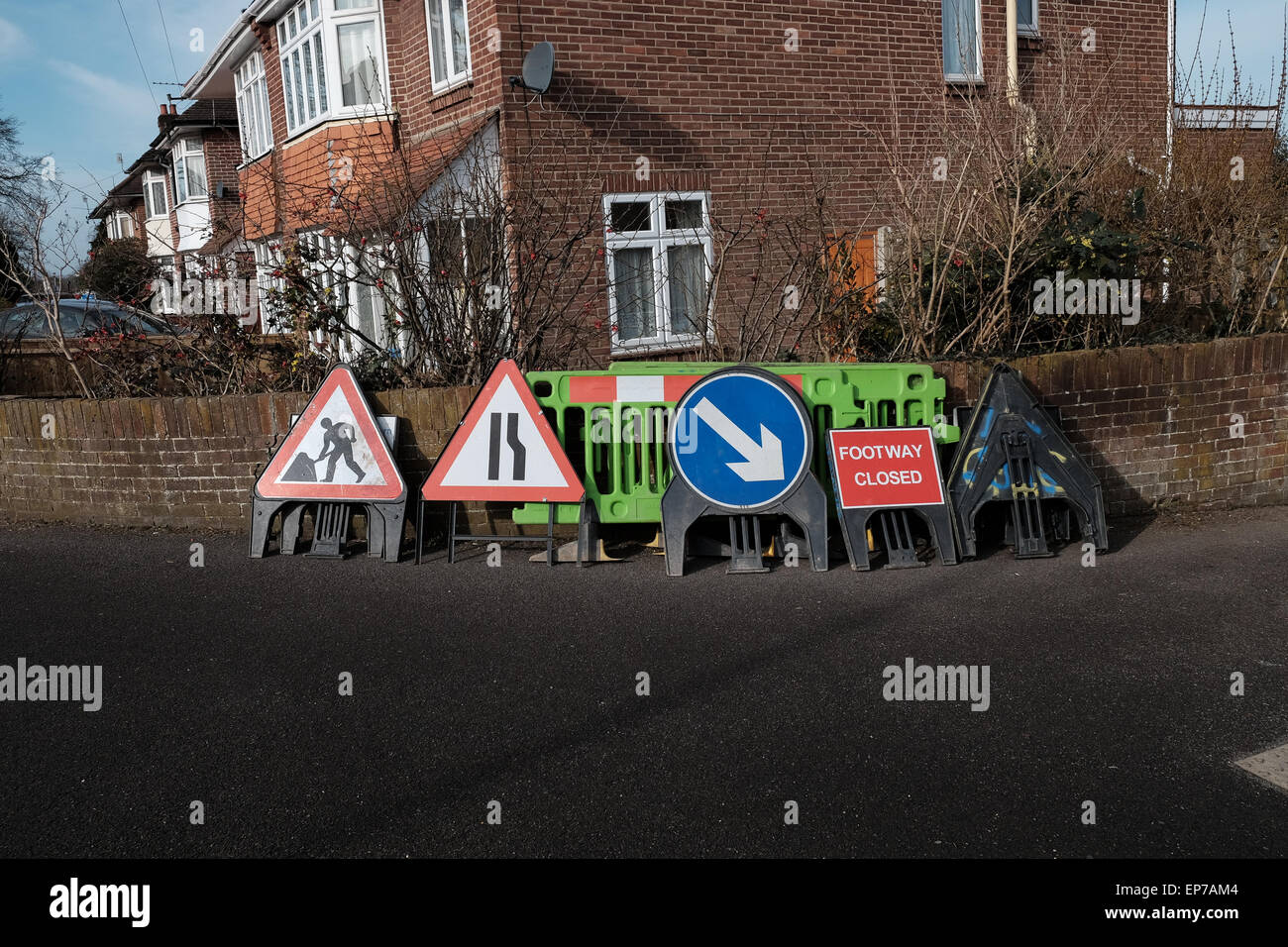 Variety of roadwork signs Stock Photo - Alamy