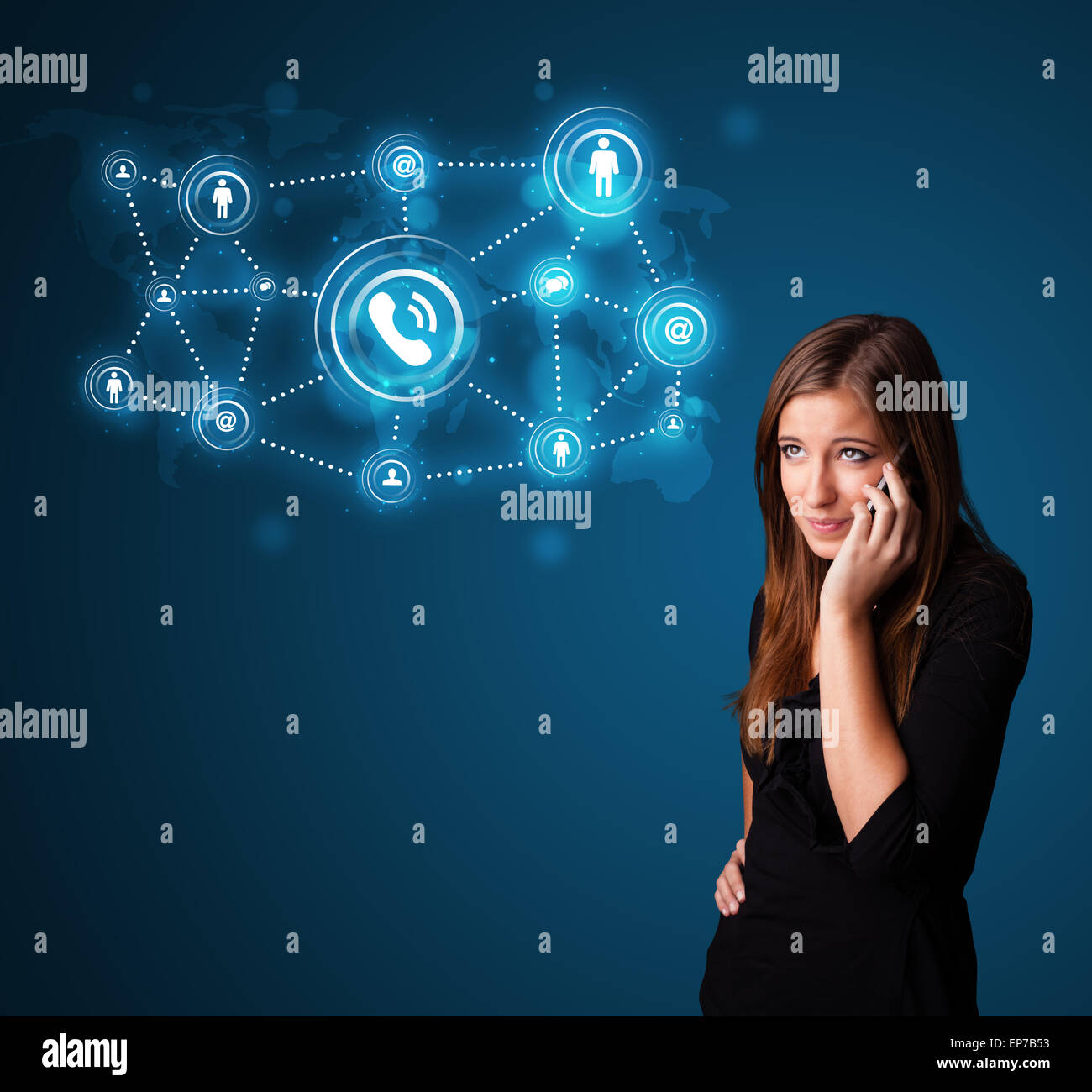 Beautiful girl making call sign hi-res stock photography and images - Alamy