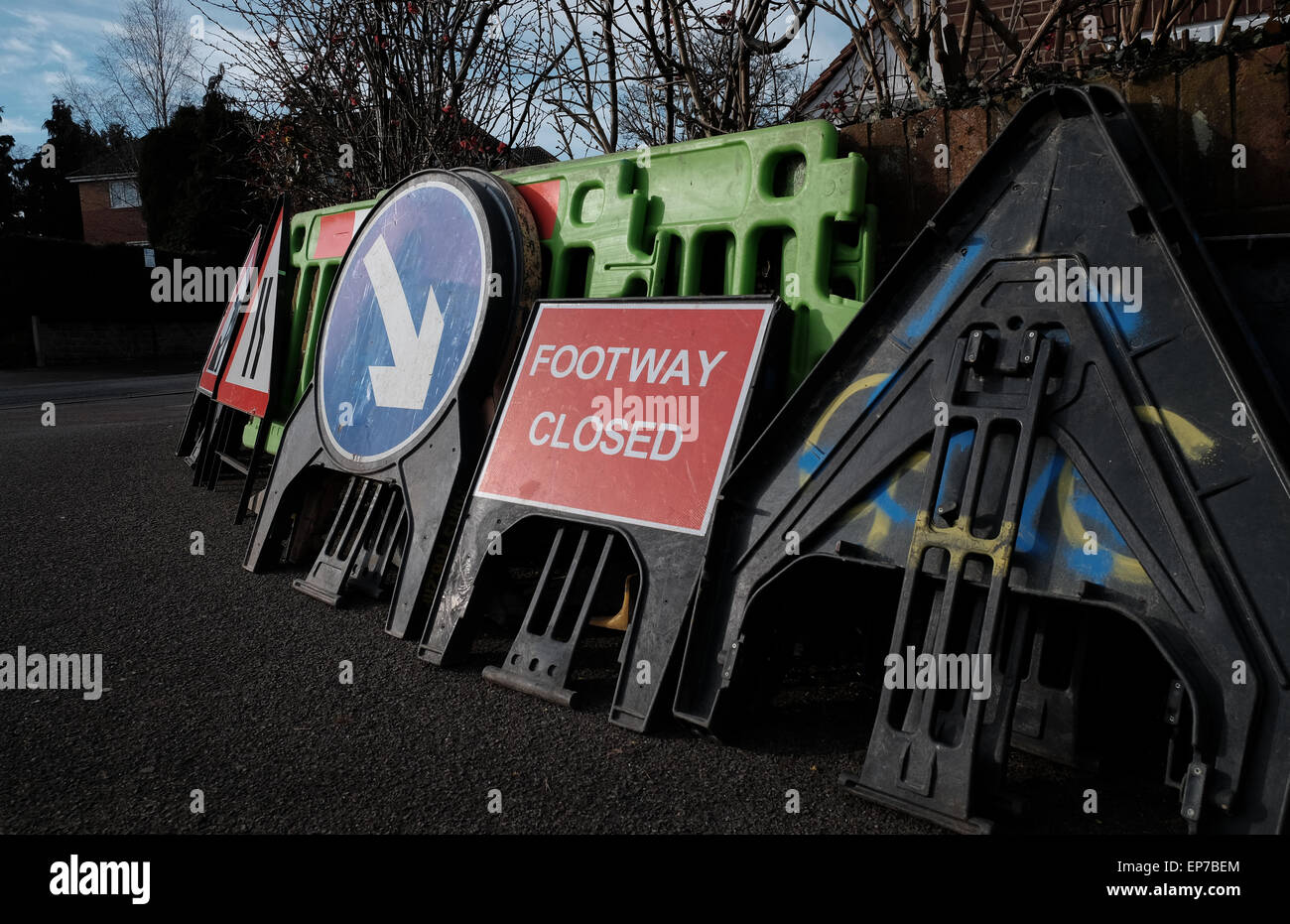 Variety of roadwork signs Stock Photo - Alamy
