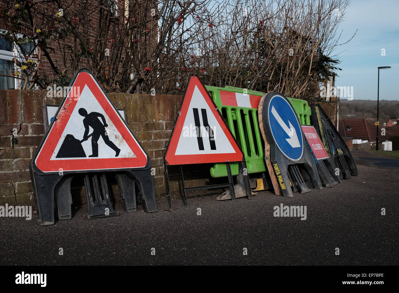 Variety of roadwork signs Stock Photo - Alamy