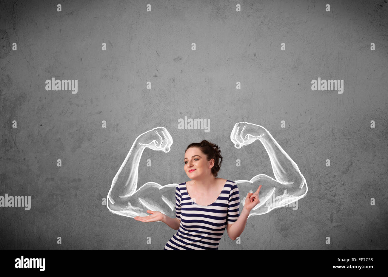 Young woman with strong muscled arms Stock Photo - Alamy