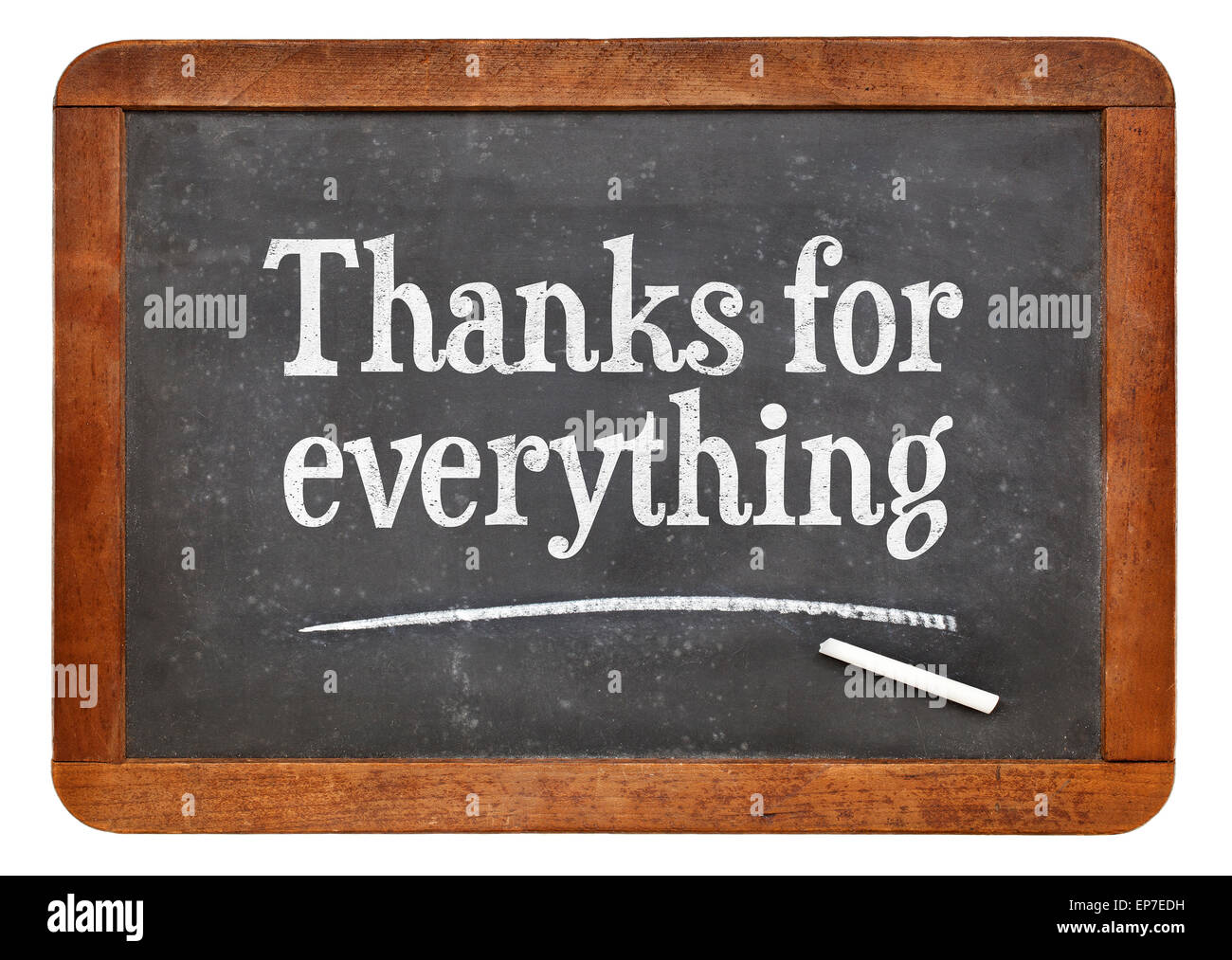 Thanks for everything - text on a vintage slate blackboard Stock Photo ...