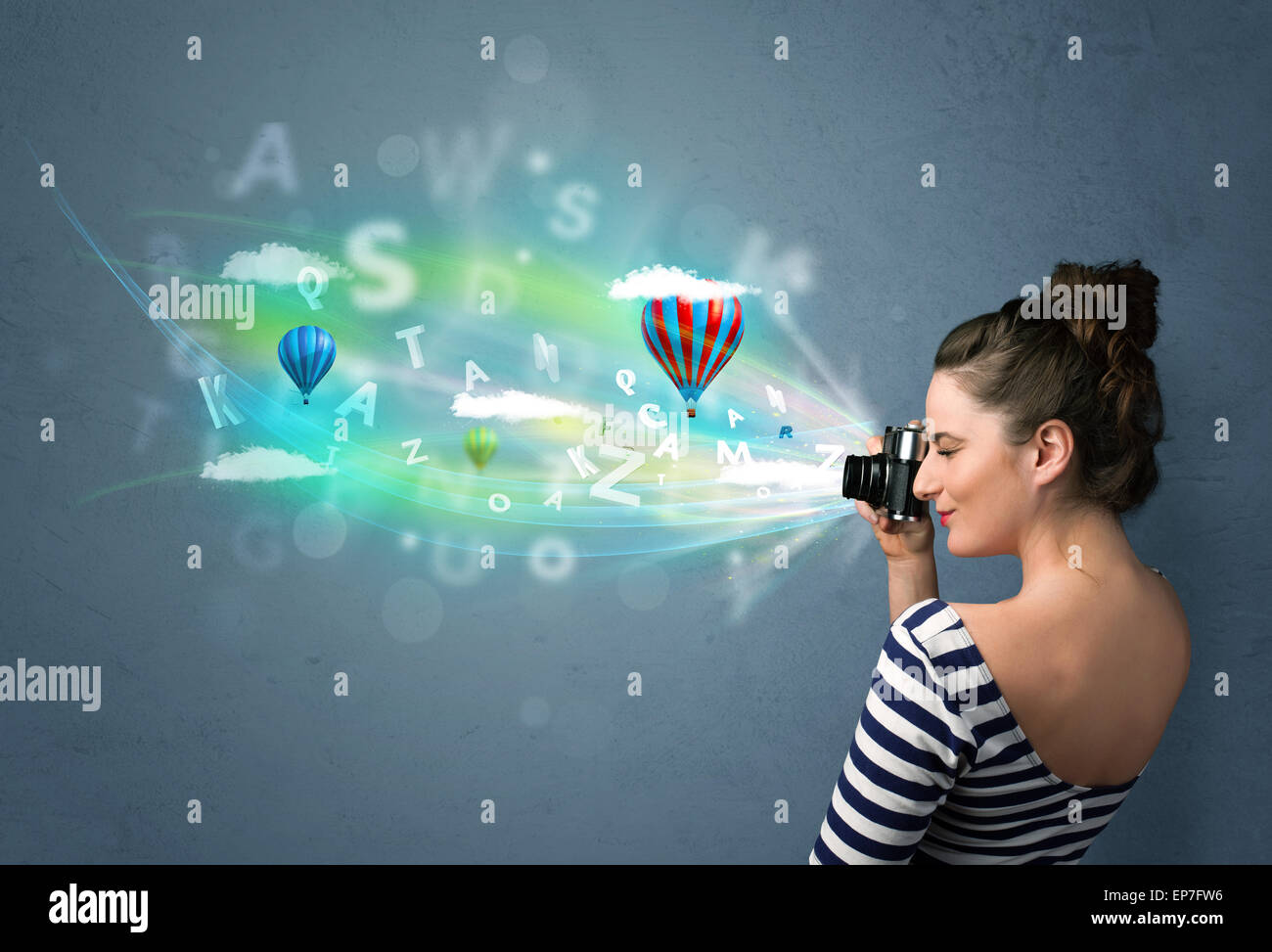 Photographer with camera and abstract imaginary Stock Photo - Alamy