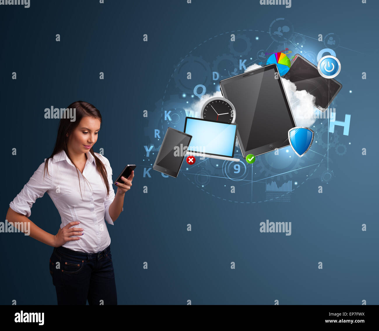 Pretty lady browsing on her smartphone Stock Photo - Alamy