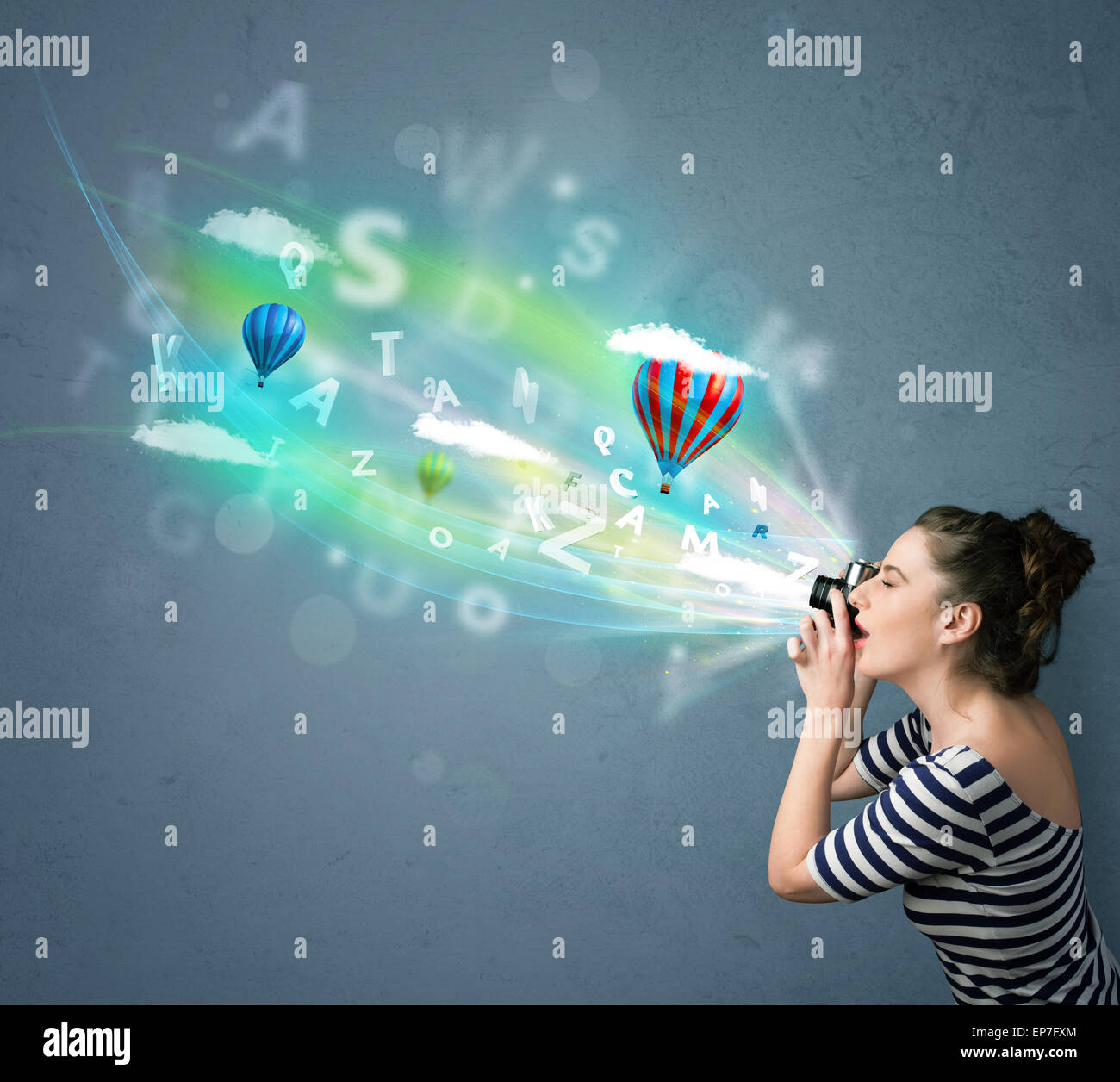 Photographer with camera and abstract imaginary Stock Photo - Alamy