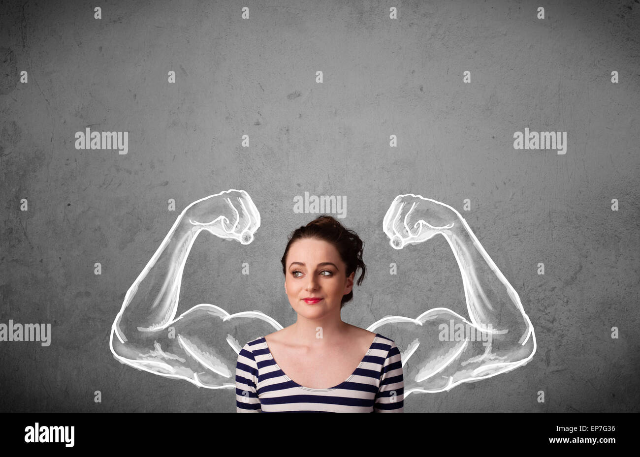 Young woman with strong muscled arms Stock Photo - Alamy