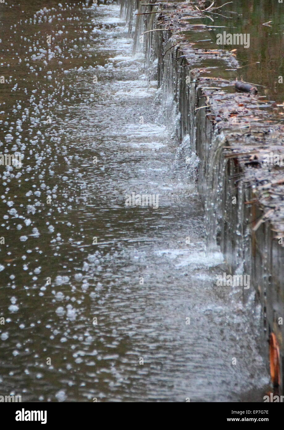 Vertical view of small Embankment under strong Pressure after Rainfall ...