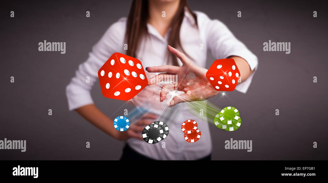 Woman throwing dice at casino hi-res stock photography and images - Alamy