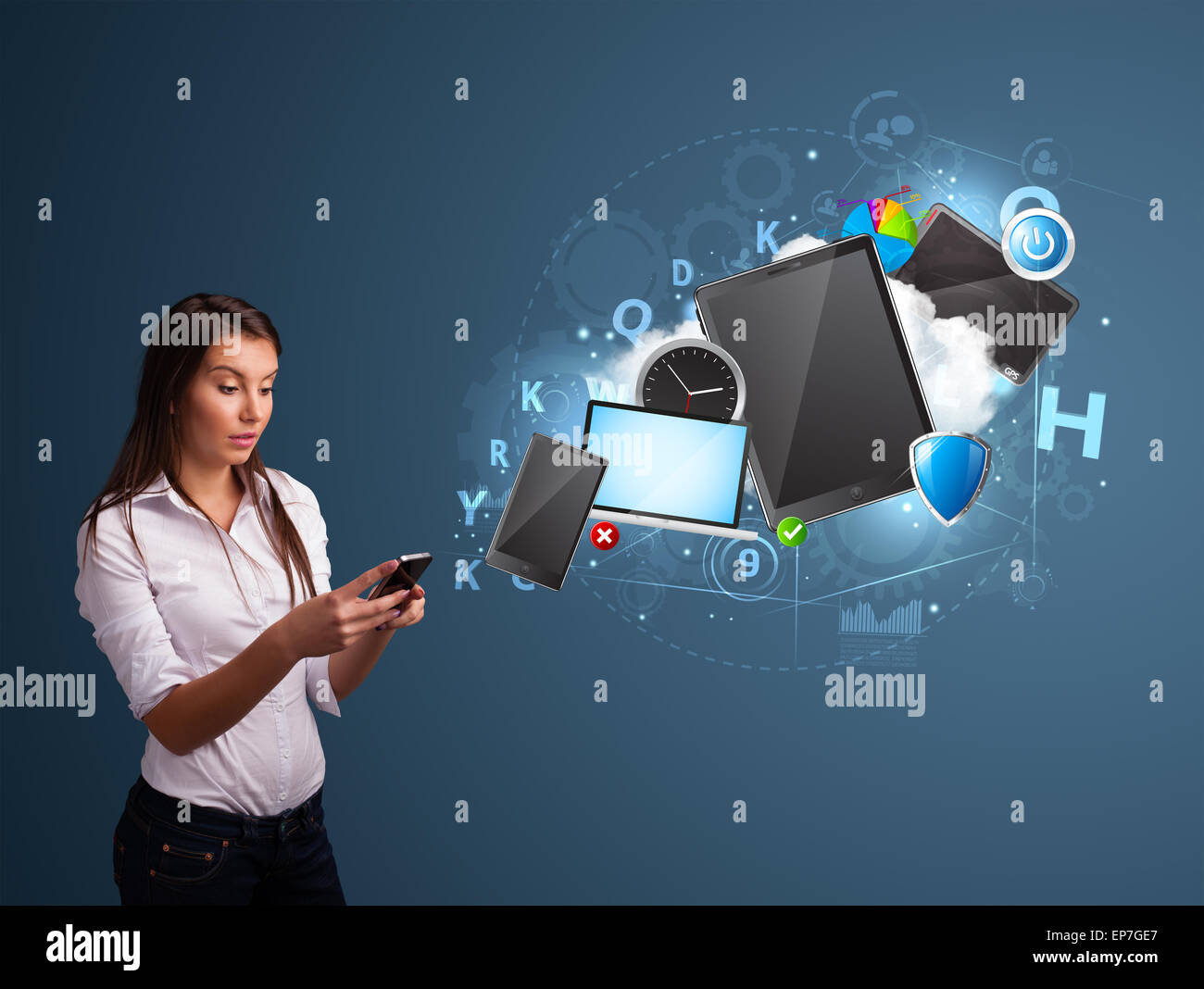 Pretty lady browsing on her smartphone Stock Photo - Alamy