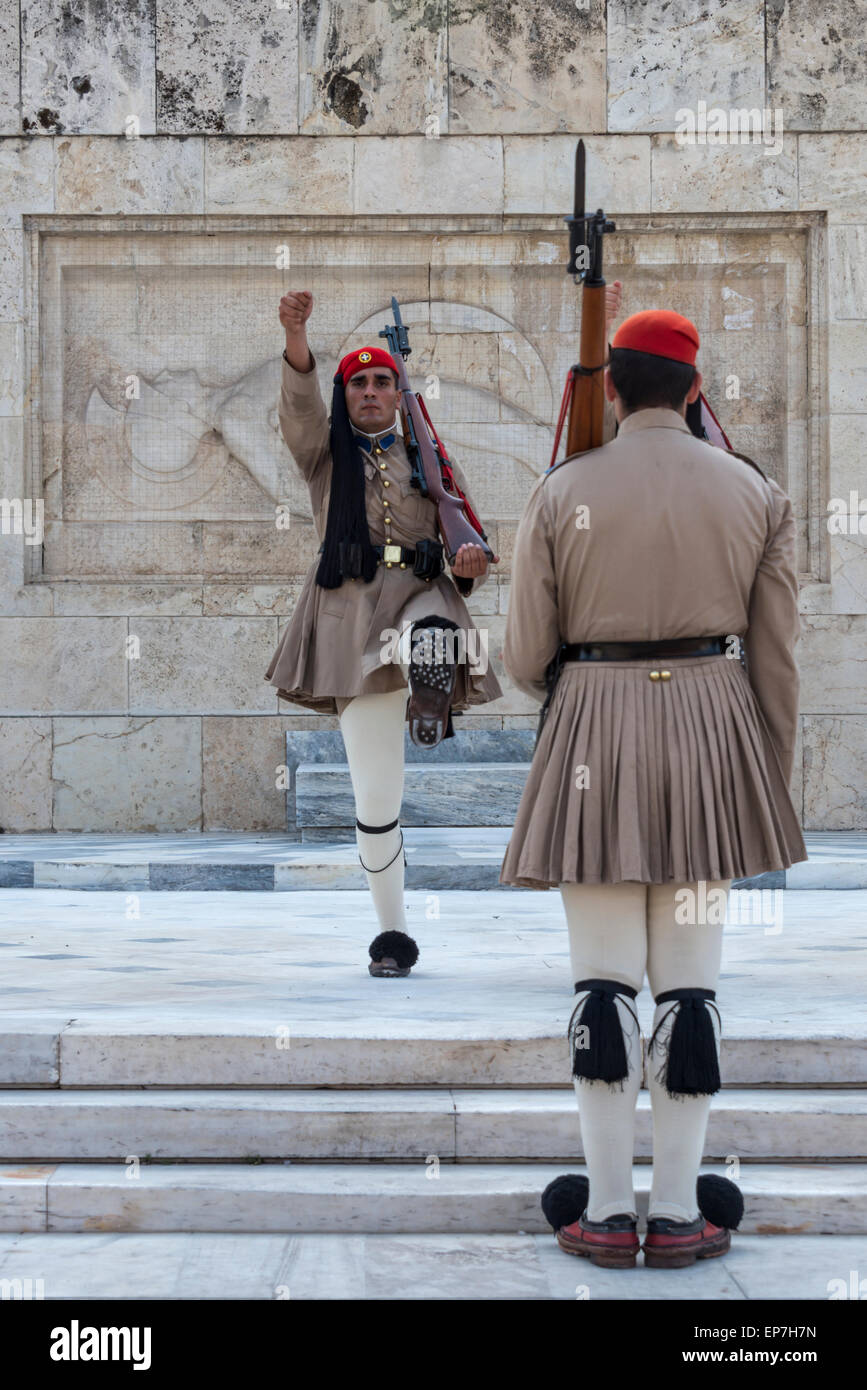 Evzones Marching Changing Guard Greek High Resolution Stock Photography ...
