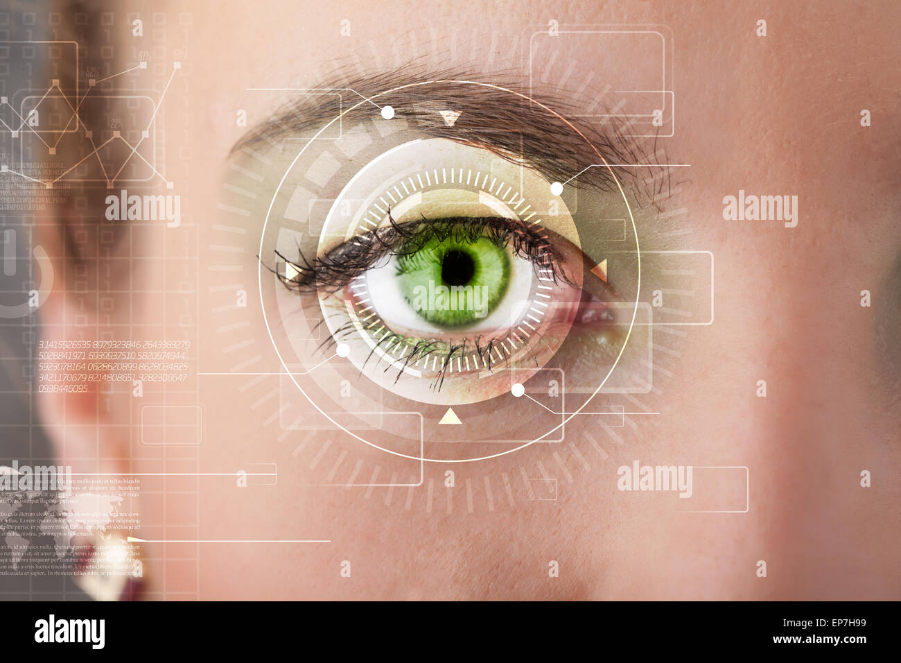 Cyber girl with technolgy eye looking Stock Photo - Alamy