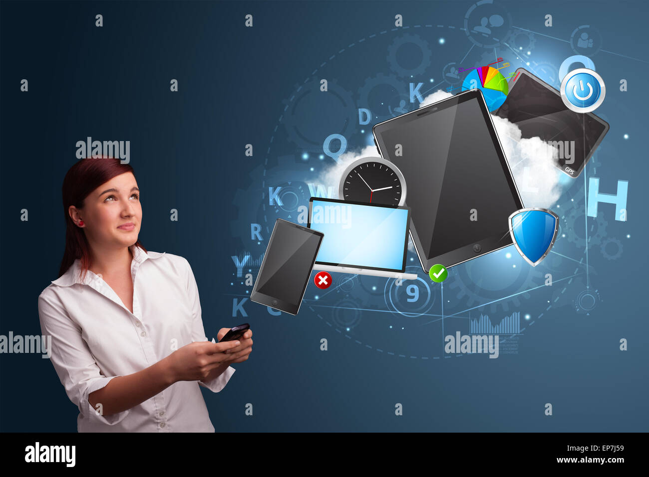 Pretty lady browsing on her smartphone Stock Photo - Alamy