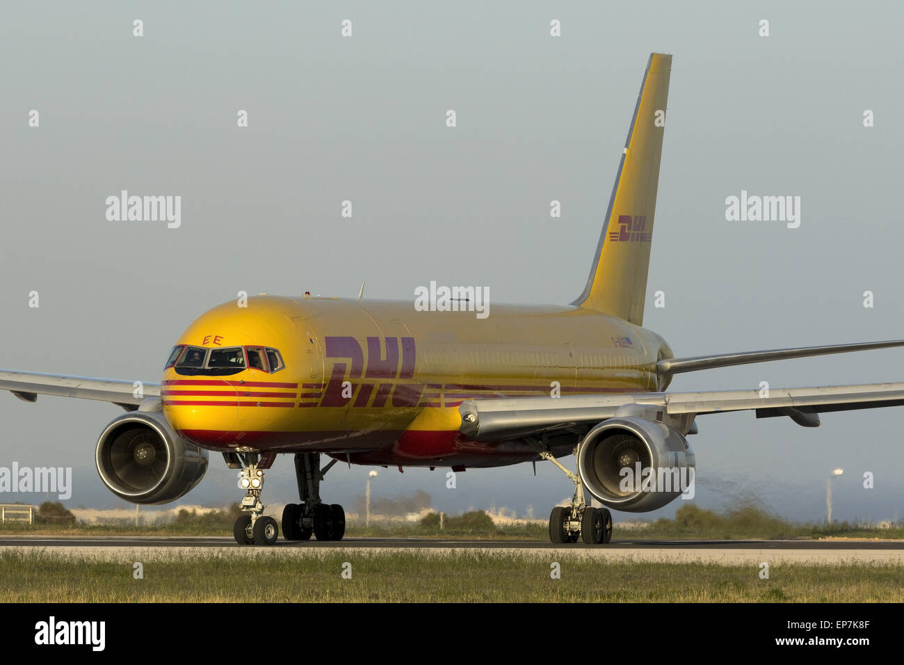 DHL Boeing 757 preparing for take off from runway 31 Stock Photo - Alamy