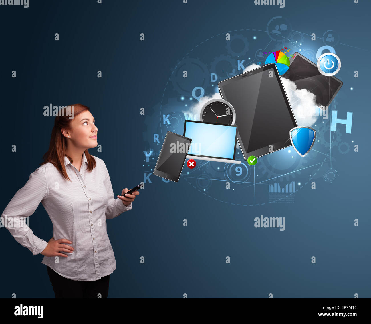 Pretty lady browsing on her smartphone Stock Photo - Alamy