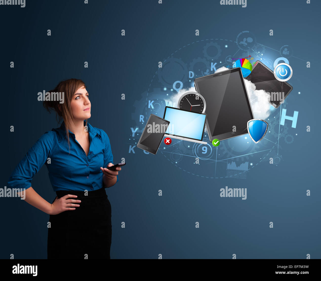 Pretty lady browsing on her smartphone Stock Photo - Alamy