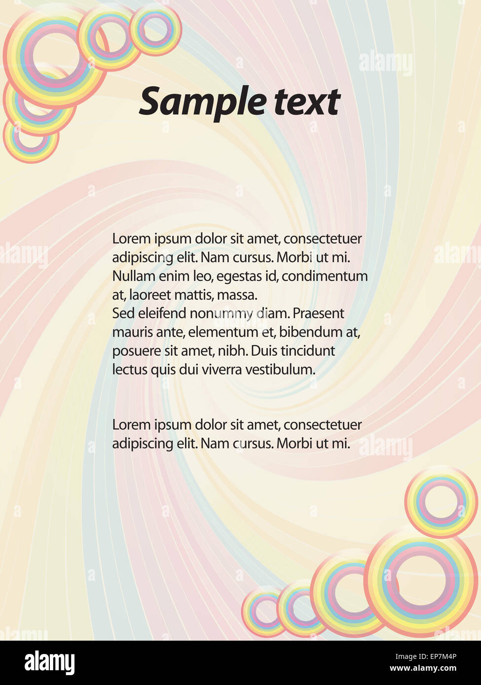 Colorful Funky Sheet of Paper Letter with Sample Text Stock Photo - Alamy