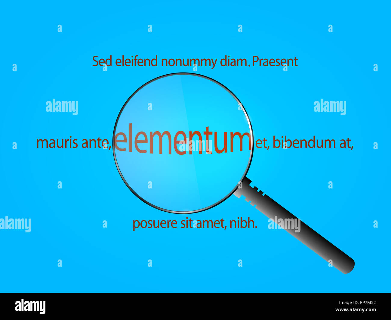 Magnifier with Sample Text on Blue Background Stock Photo - Alamy