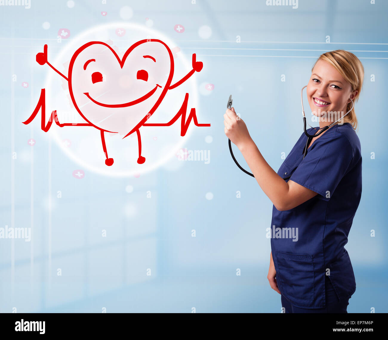 Attractive doctor with happy red smiling heart Stock Photo - Alamy