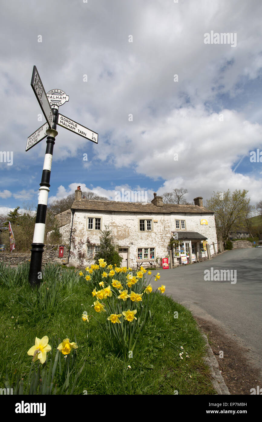 Village of Malham, Yorkshire, England. Picturesque spring view of a pre ...