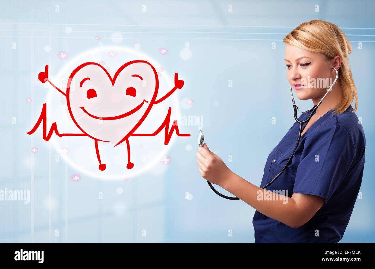 Attractive doctor with happy red smiling heart Stock Photo - Alamy