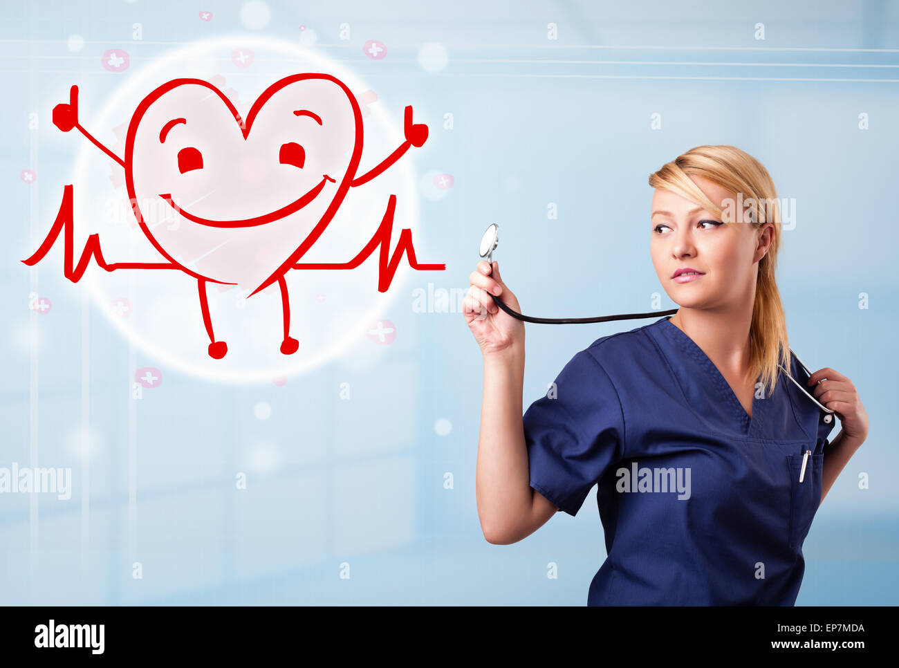 Attractive doctor with happy red smiling heart Stock Photo - Alamy