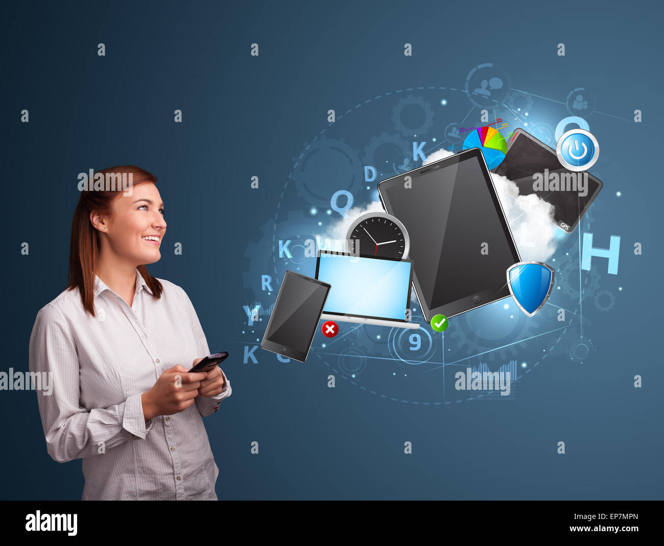 Pretty lady browsing on her smartphone Stock Photo - Alamy