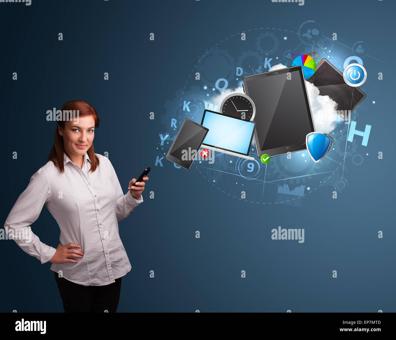 Pretty lady browsing on her smartphone Stock Photo - Alamy