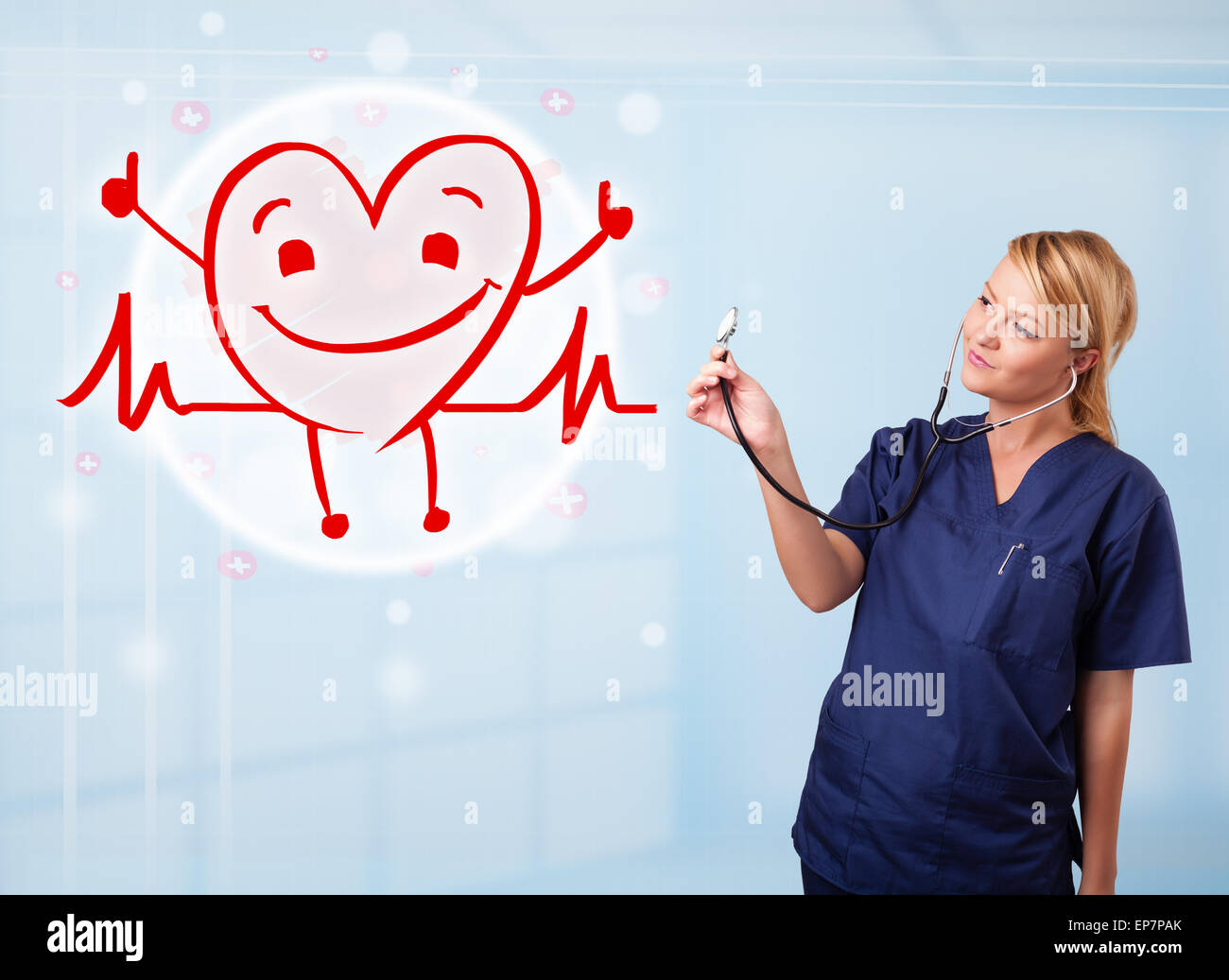 Attractive doctor with happy red smiling heart Stock Photo - Alamy