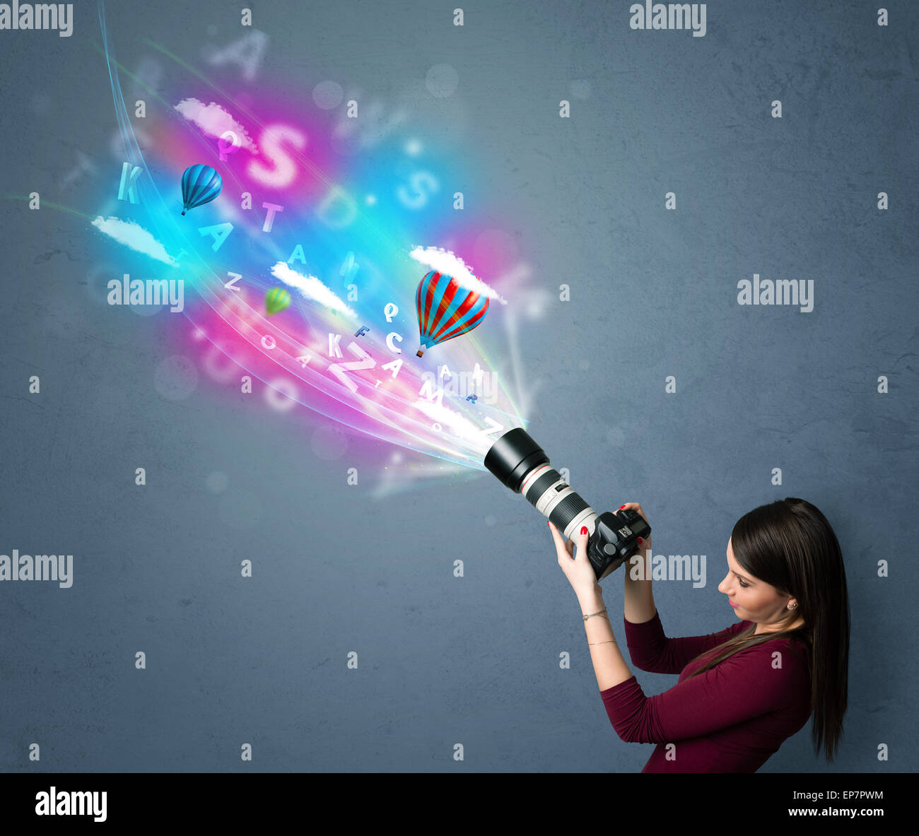 Photographer with camera and abstract imaginary Stock Photo - Alamy
