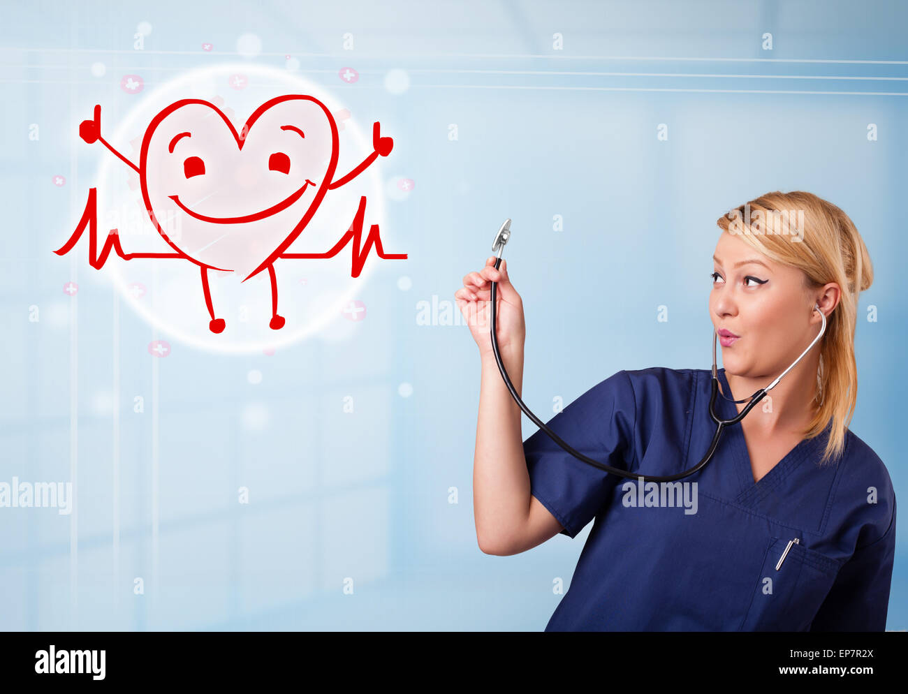 Attractive doctor with happy red smiling heart Stock Photo - Alamy
