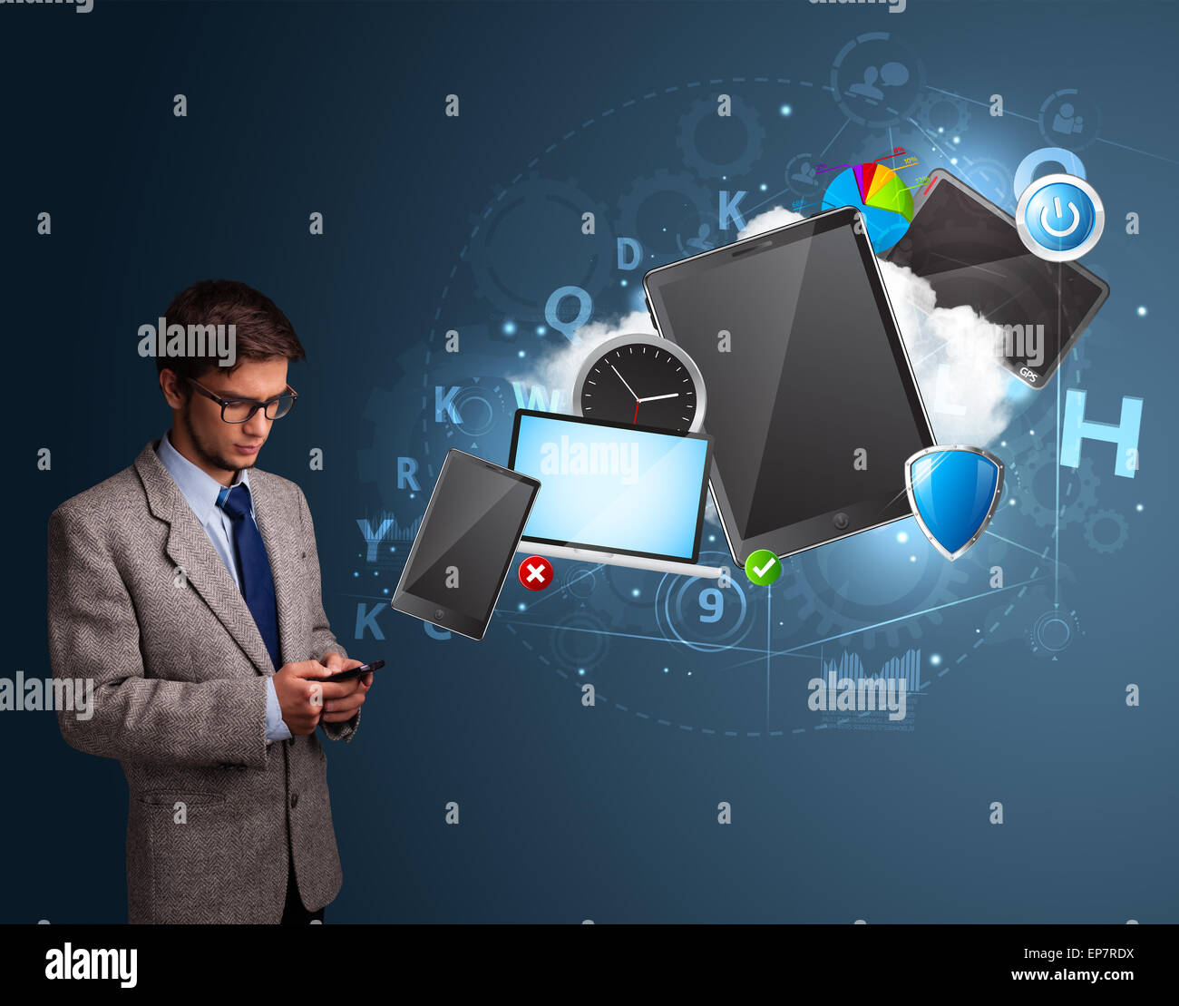 Attractive boy browsing on his smartphone Stock Photo - Alamy