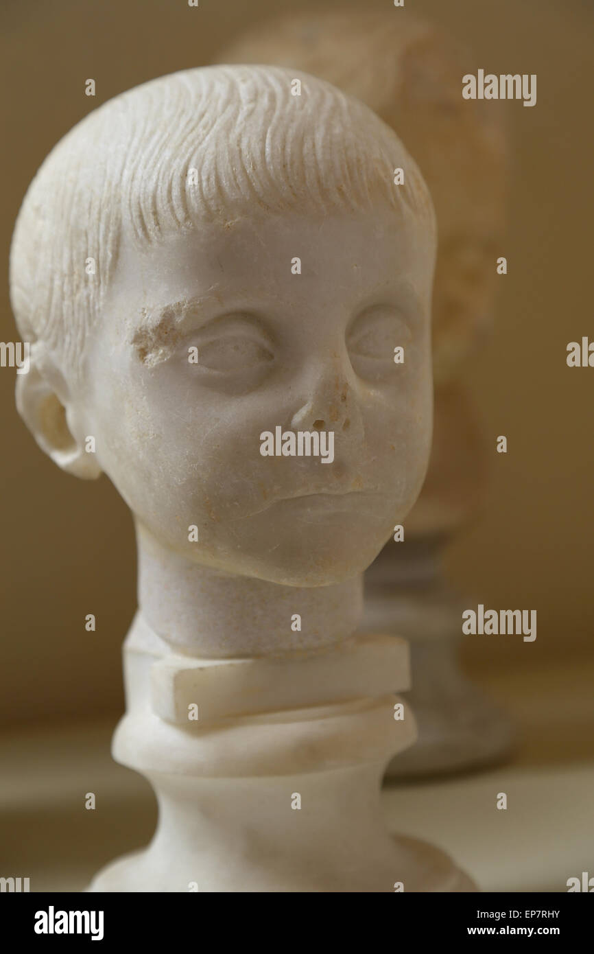 Roman art. Child portraits. Late Hadrianic period. 2nd century AD ...