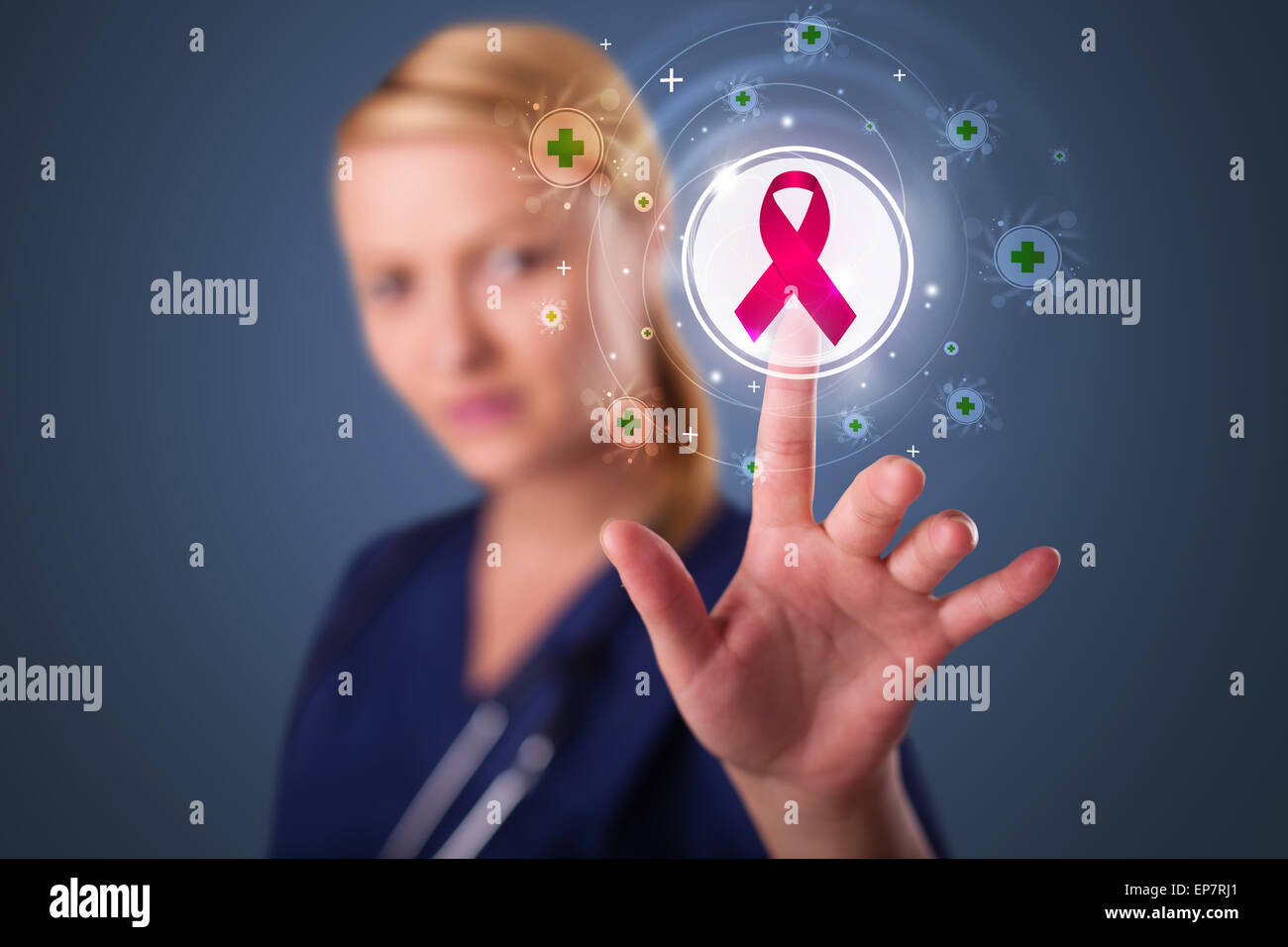 Young nurse pressing modern medical type of buttons Stock Photo - Alamy