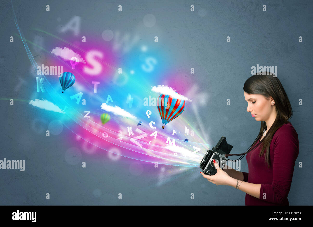 Photographer with camera and abstract imaginary Stock Photo - Alamy
