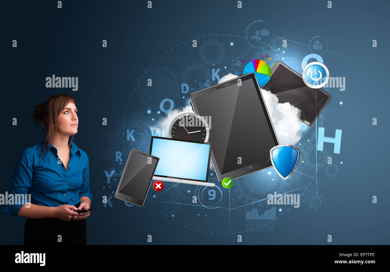 Pretty lady browsing on her smartphone Stock Photo - Alamy