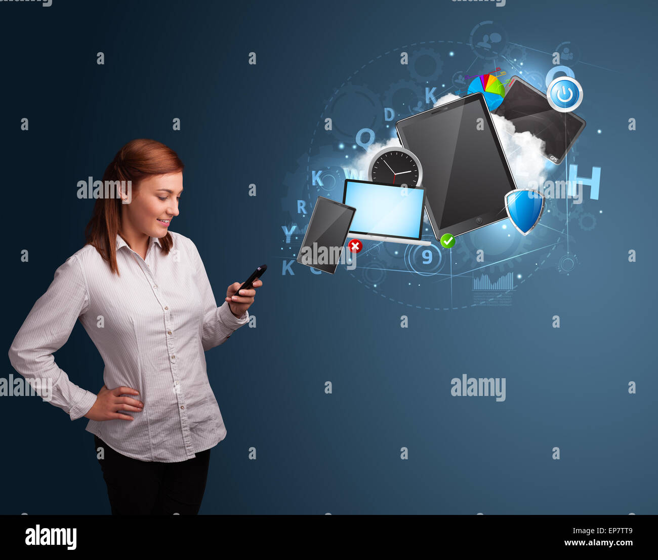 Pretty lady browsing on her smartphone Stock Photo - Alamy