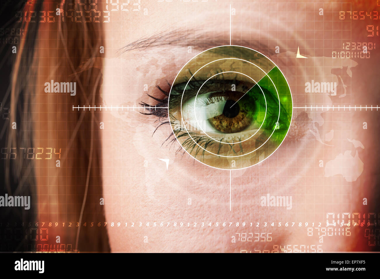 Cyber woman with modern military target eye Stock Photo - Alamy