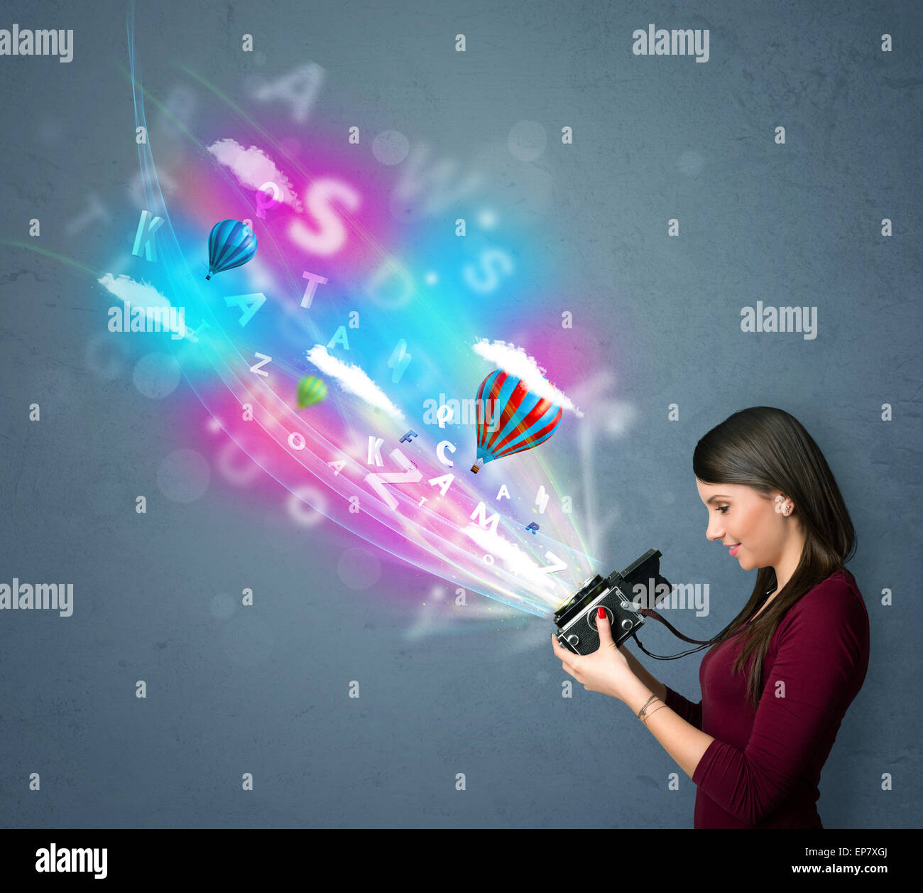Photographer with camera and abstract imaginary Stock Photo - Alamy