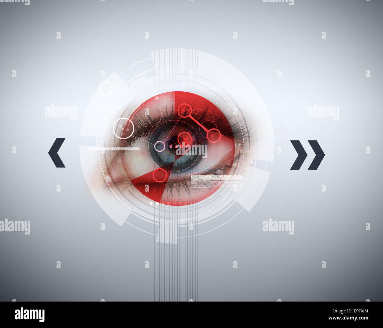 Close up of woman blue eye with red analysis Stock Photo - Alamy