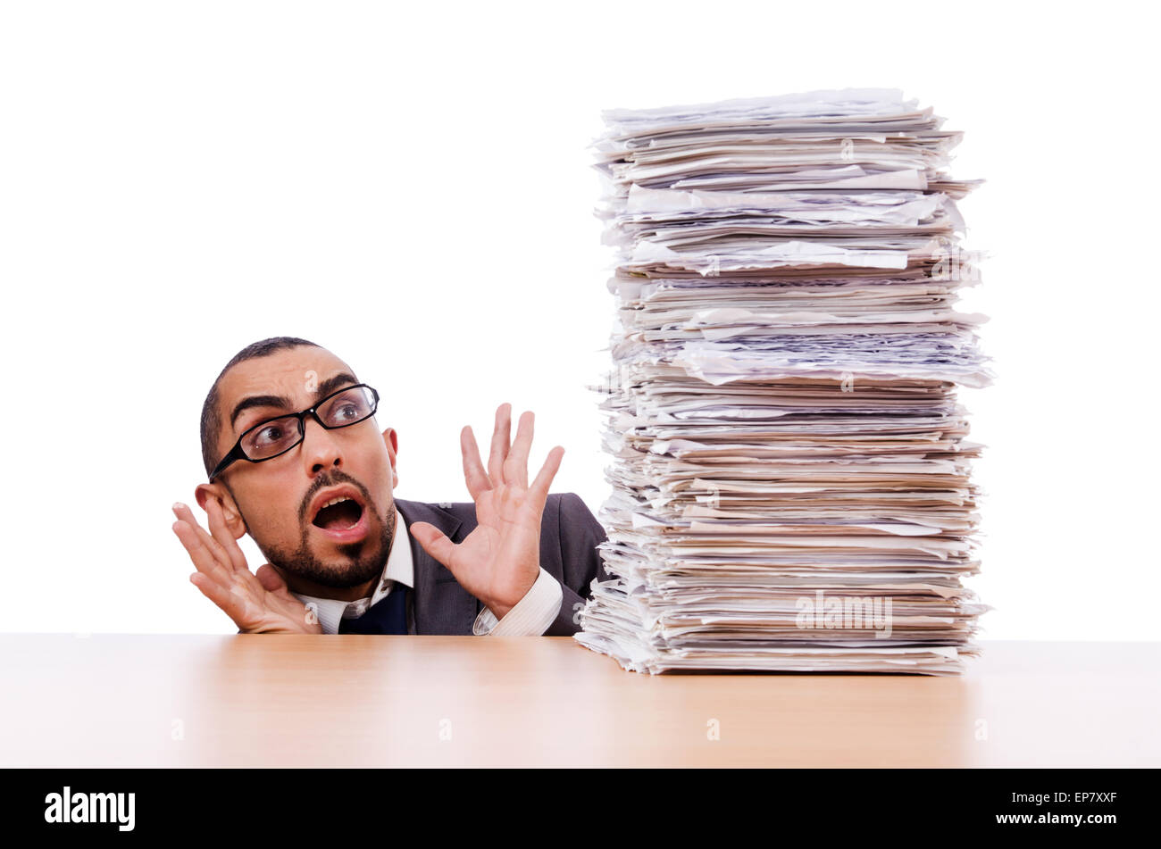 Man with too much work to do Stock Photo - Alamy