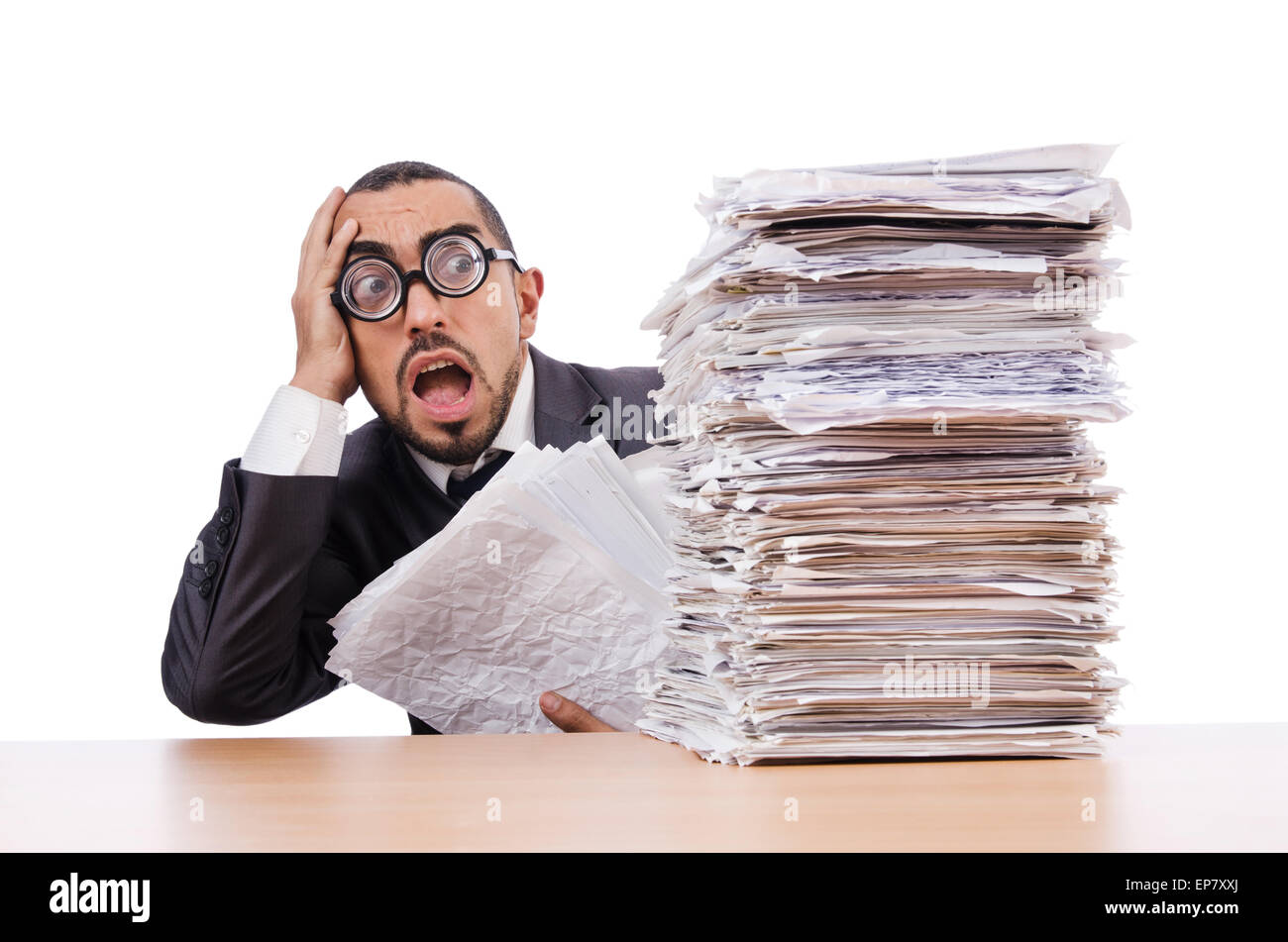 Man with too much work to do Stock Photo - Alamy