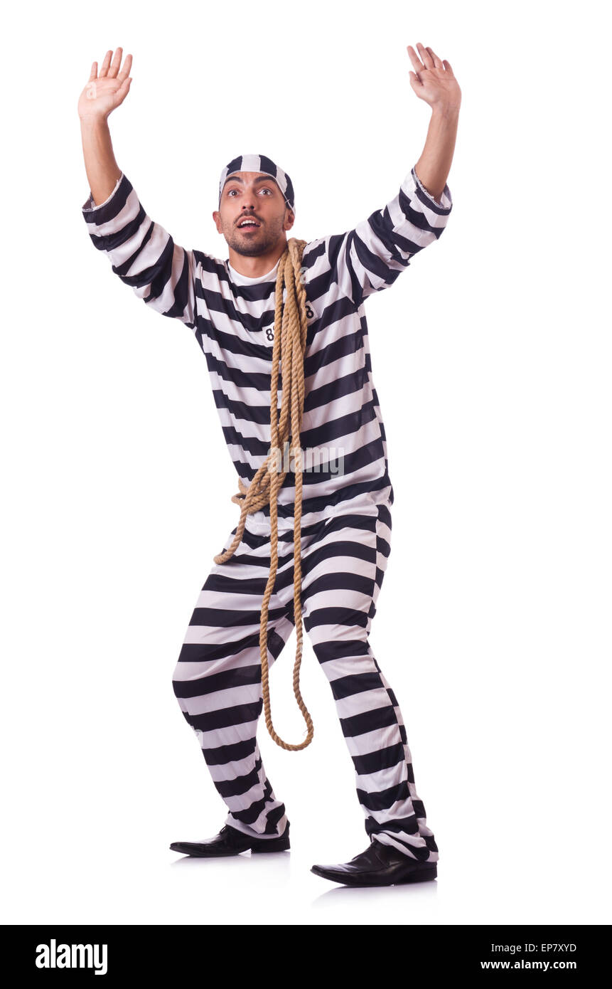 Convict criminal in striped uniform Stock Photo - Alamy