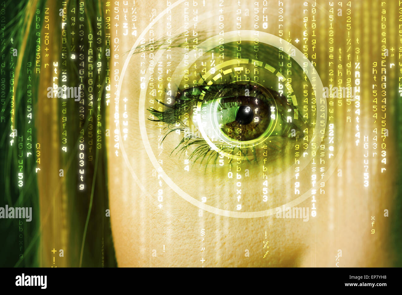 Modern cyber woman with matrix eye Stock Photo - Alamy