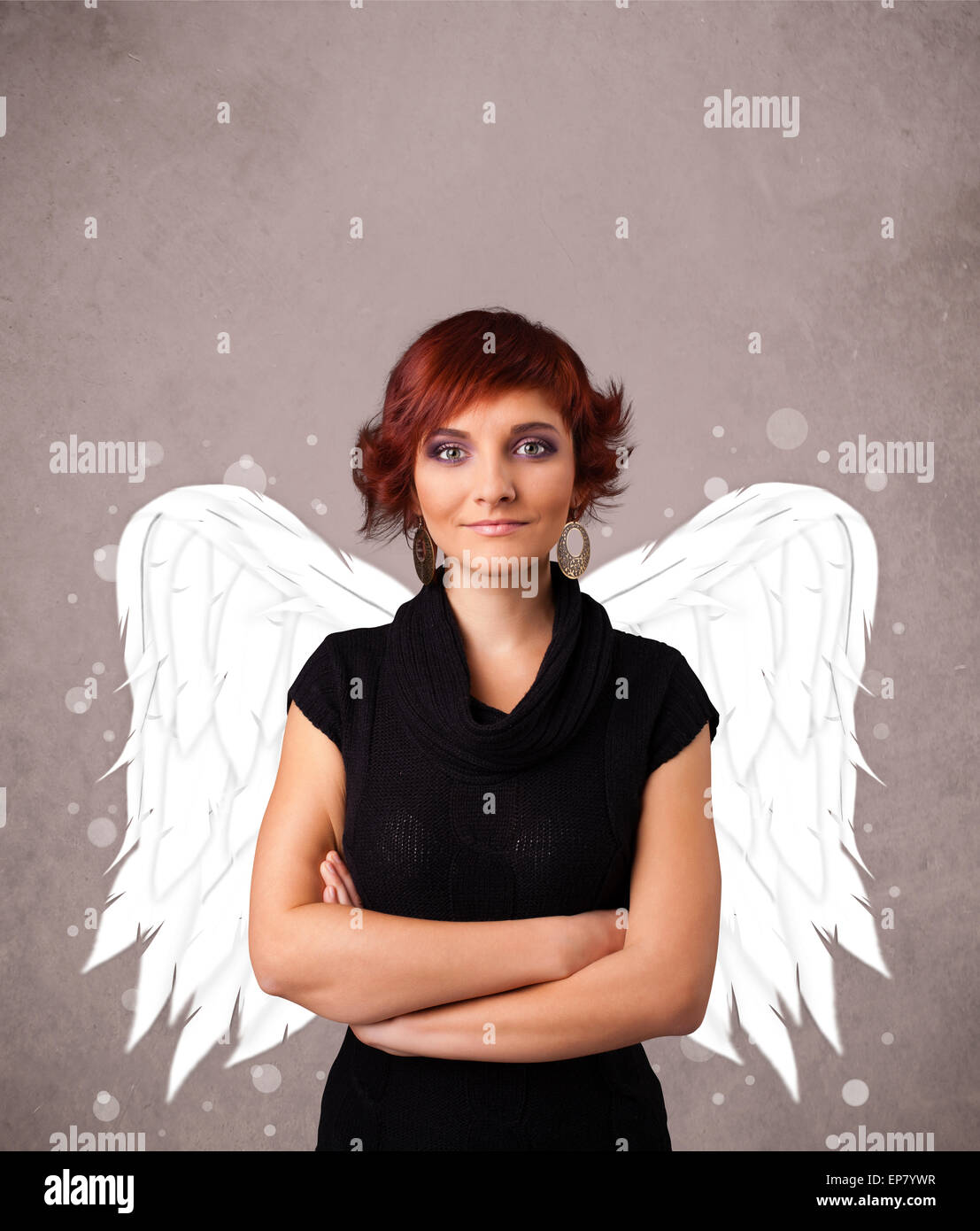 Cute person with angel illustrated wings Stock Photo - Alamy
