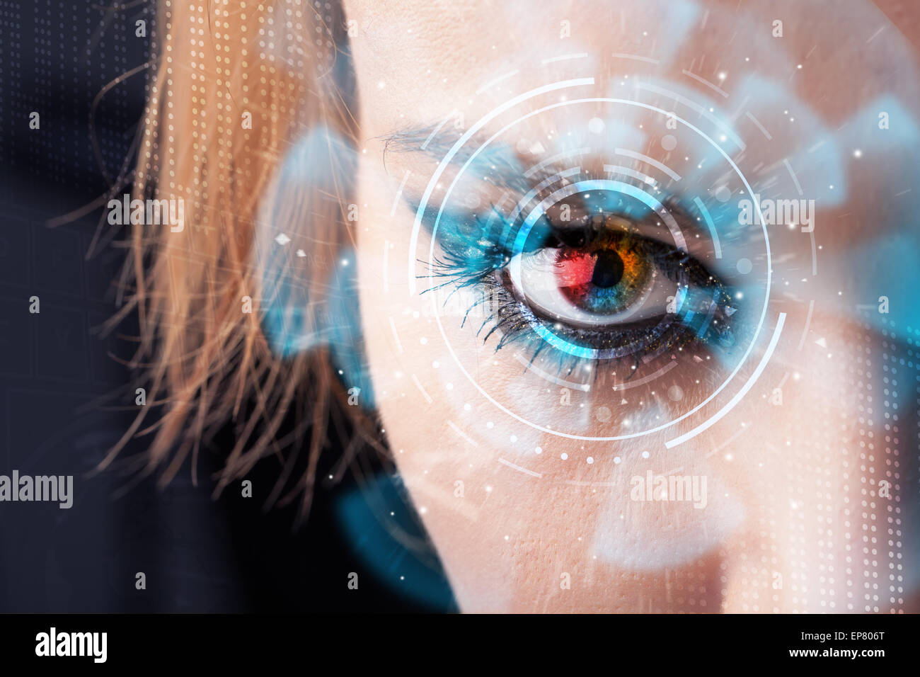 Future woman with cyber technology eye panel concept Stock Photo - Alamy