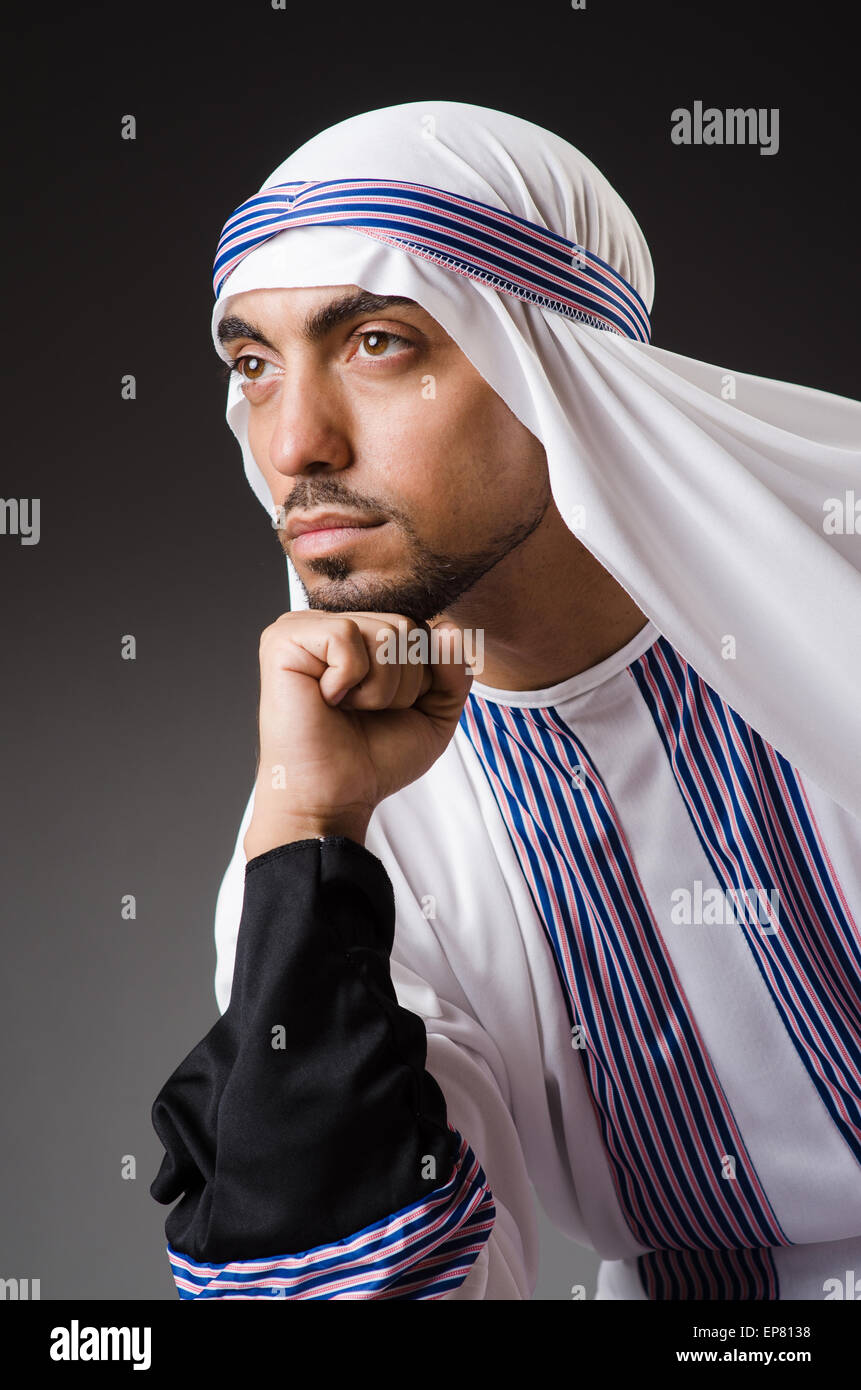 Arab man in deep thinking mode Stock Photo - Alamy