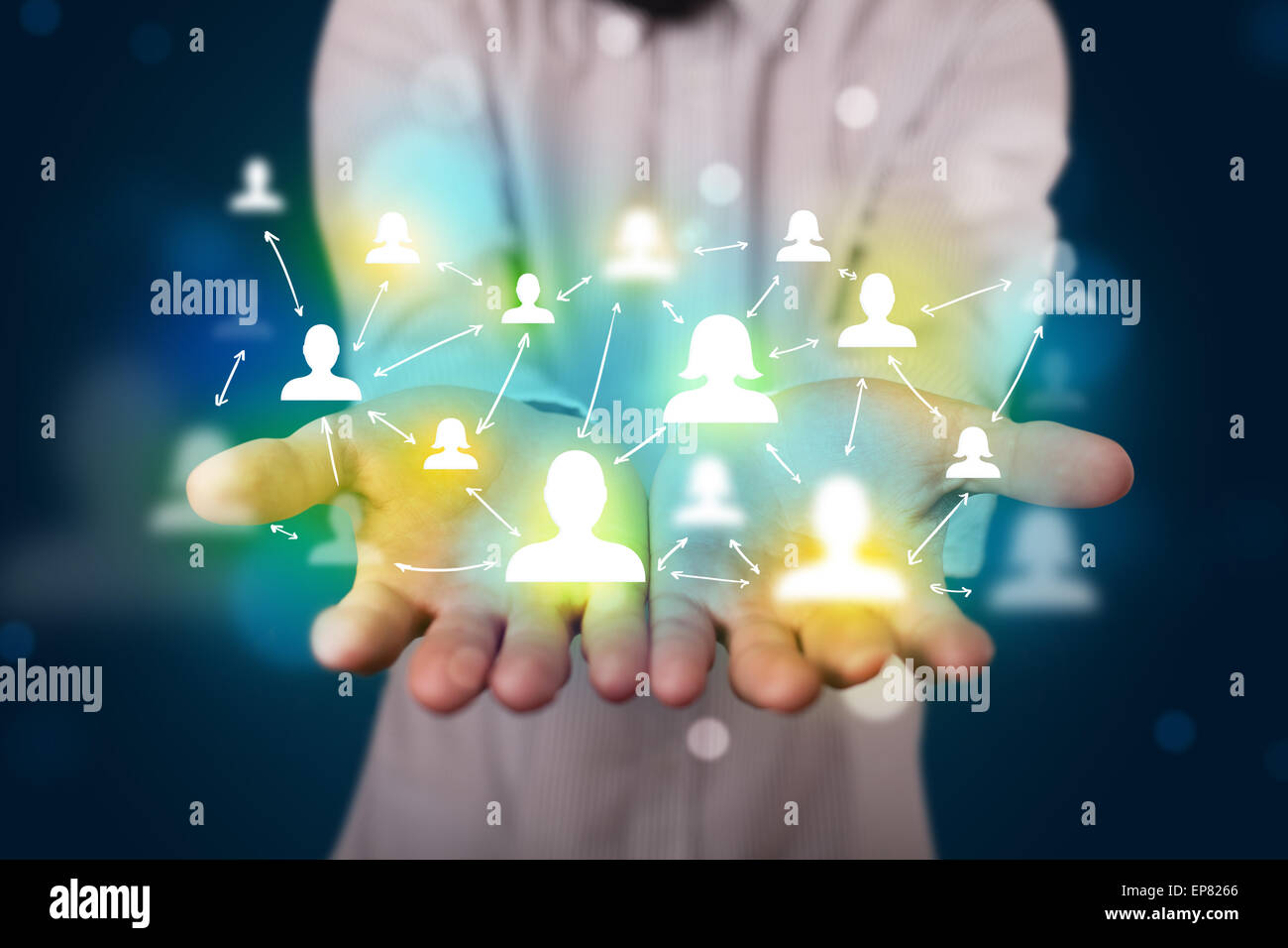 Young businessman presenting modern technology social network map Stock ...